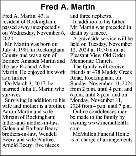 Fred A. Martin | Obituaries | dnronline.com