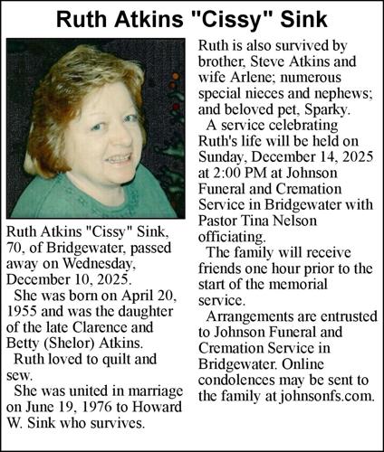 Ruth Atkins "Cissy" Sink | Obituaries | dnronline.com