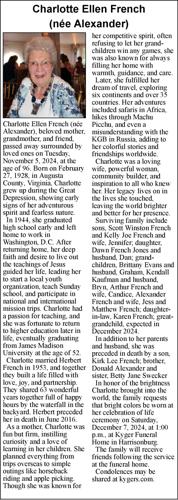 Charlotte Ellen French (née Alexander) | Obituaries | dnronline.com