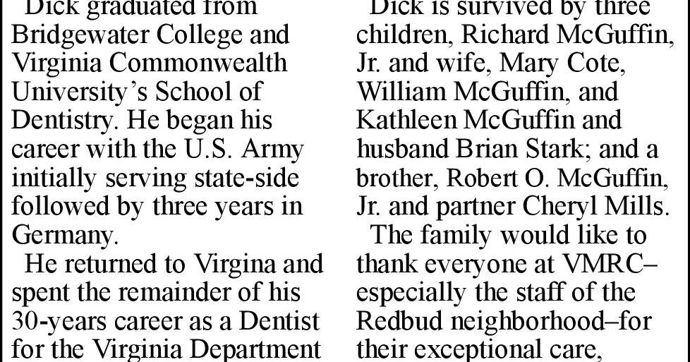 Richard “Dick” Sanger McGuffin | Obituaries | dnronline.com