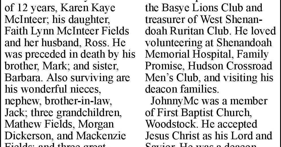 John “JohnnyMc” McInteer | Obituaries | dnronline.com