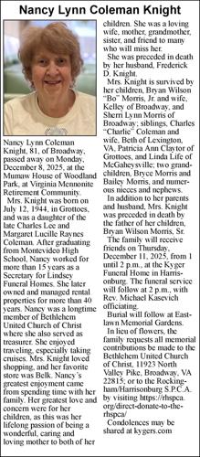 Nancy Lynn Coleman Knight | Obituaries | dnronline.com