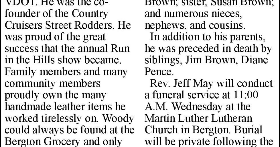 Woodrow Wilson Brown, Jr. | Obituaries | dnronline.com