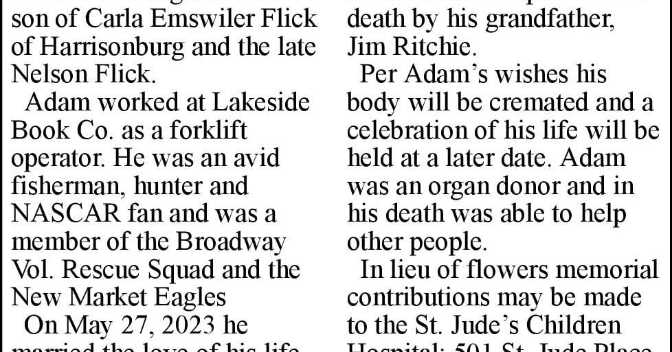 Adam Wayne Flick | Obituaries | dnronline.com