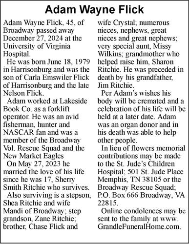Adam Wayne Flick | Obituaries | dnronline.com