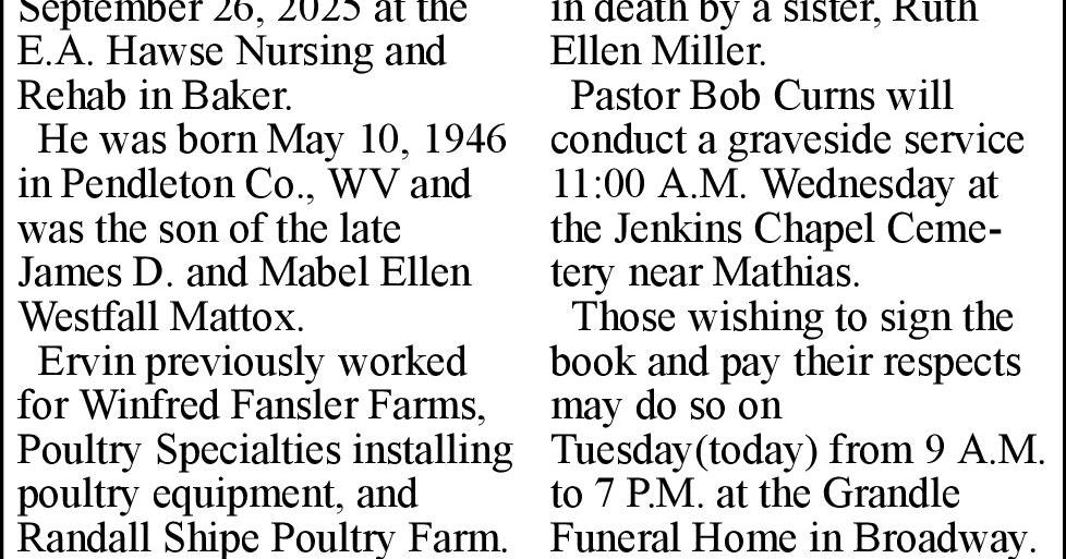Ervin Allen Mattox | Obituaries | dnronline.com