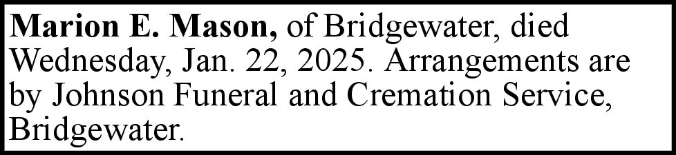 Marion E. Mason | Obituaries | dnronline.com