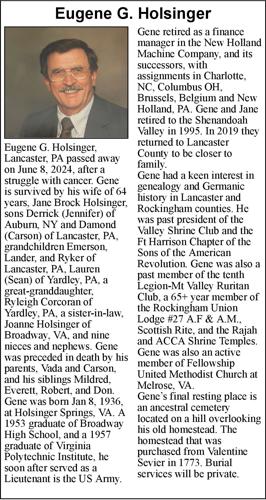 Eugene G. Holsinger | Obituaries | dnronline.com