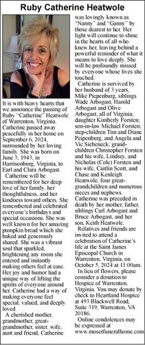 Ruby Catherine Heatwole | Obituaries | dnronline.com