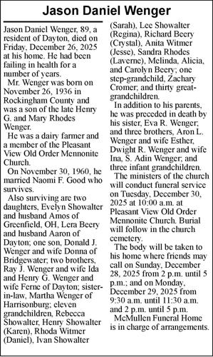 Jason Daniel Wenger | Obituaries | dnronline.com