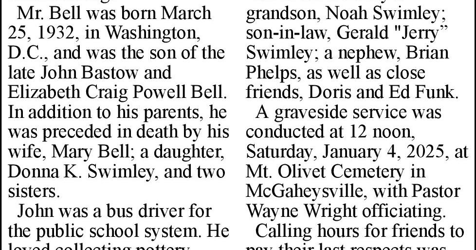 John Harvey Bell | Obituaries | dnronline.com
