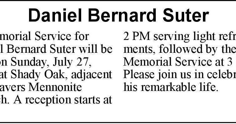 Daniel Bernard Suter | Obituaries | dnronline.com