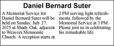 Daniel Bernard Suter | Obituaries | dnronline.com