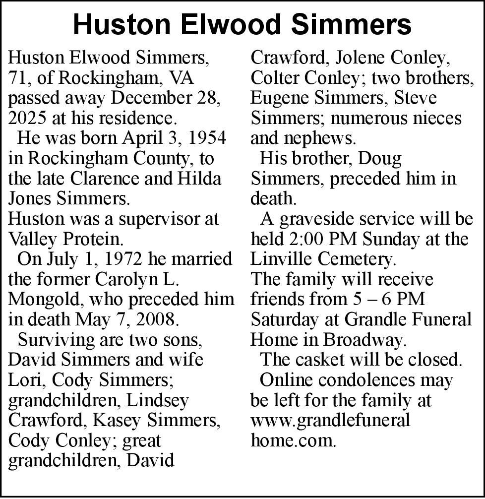 Huston Elwood Simmers | Obituaries | dnronline.com
