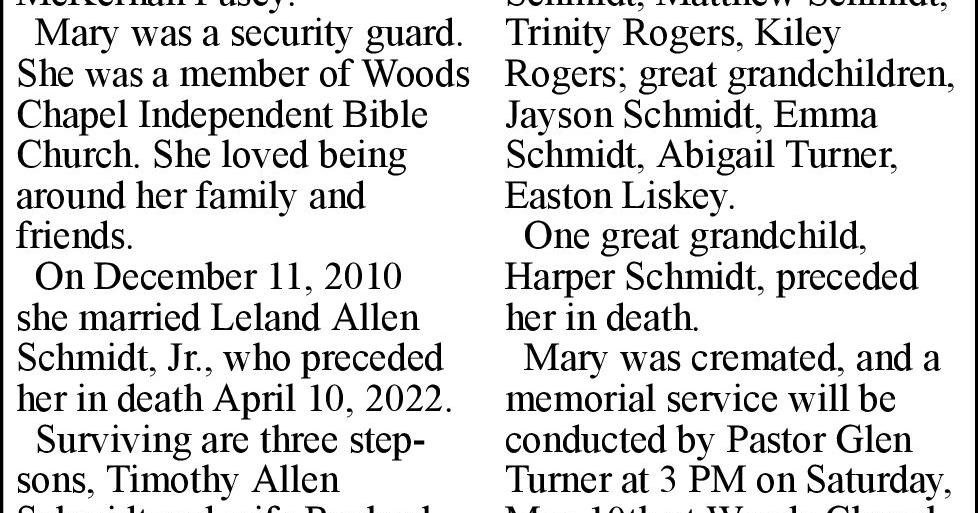 Mary Alice Schmidt | Obituaries | dnronline.com