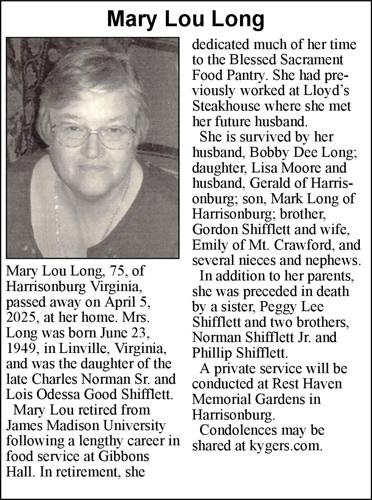 Mary Lou Long | Obituaries | dnronline.com