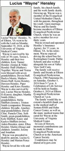 Lucius “Wayne” Hensley | Obituaries | dnronline.com