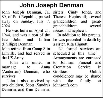 John Joseph Denman | Obituaries | dnronline.com