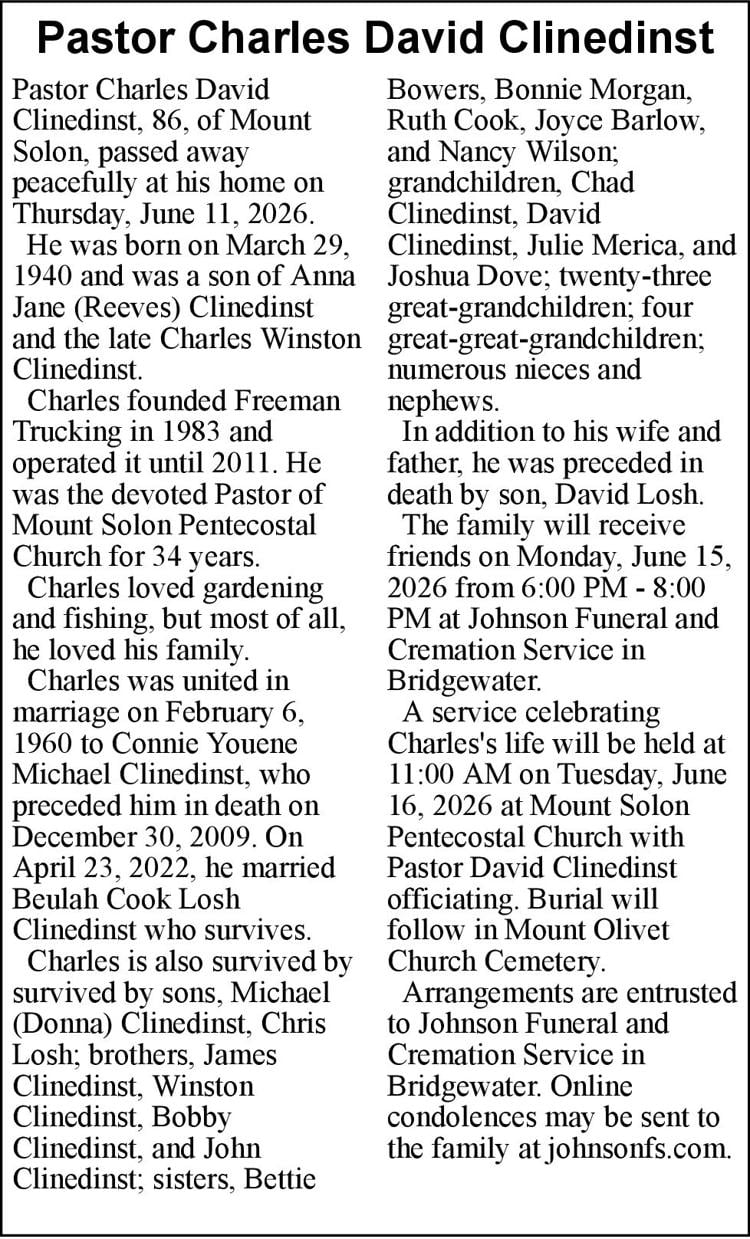 Pastor Charles David Clinedinst | Obituaries | dnronline.com