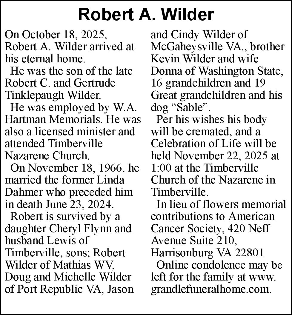Robert A. Wilder | Obituaries | dnronline.com