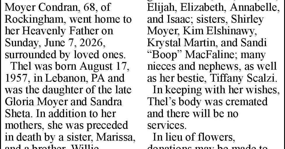 Thelma Frances “Thel” Moyer Condran | Obituaries | dnronline.com