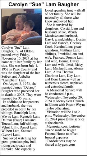 Carolyn “Sue” Lam Baugher | Obituaries | dnronline.com