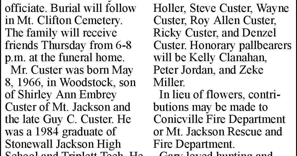 Gary Allen Custer | Obituaries | dnronline.com
