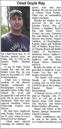 Chad Doyle Ray | Obituaries | dnronline.com