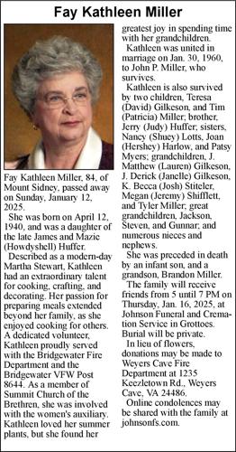 Fay Kathleen Miller | Obituaries | dnronline.com