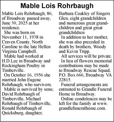 Mable Lois Rohrbaugh | Obituaries | dnronline.com