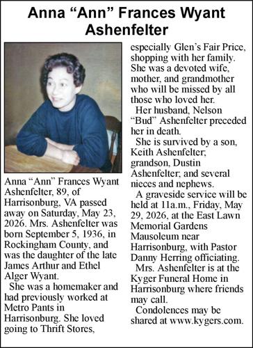Anna “Ann” Frances Wyant Ashenfelter | Obituaries | dnronline.com