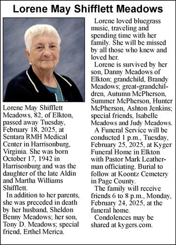 Lorene May Shifflett Meadows | Obituaries | dnronline.com