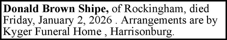 Donald Brown Shipe | Obituaries | dnronline.com
