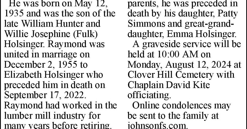 Raymond Hunter Holsinger | Obituaries | dnronline.com