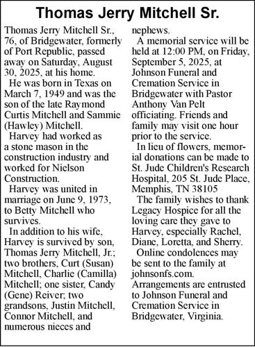 Thomas Jerry Mitchell Sr. | Obituaries | dnronline.com