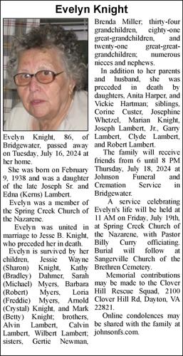Evelyn Knight | Obituaries | dnronline.com