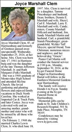 Joyce Marshall Clem | Obituaries | dnronline.com