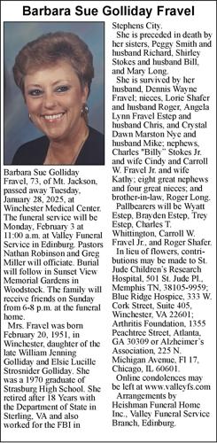Barbara Sue Golliday Fravel | Obituaries | dnronline.com