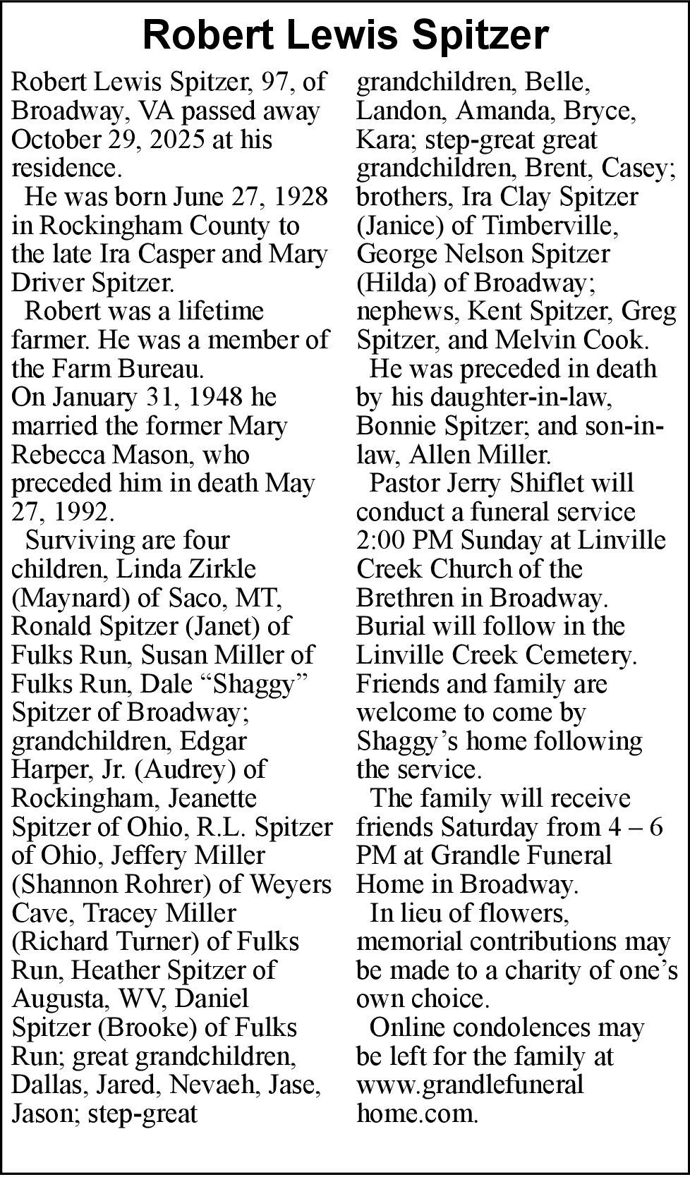 Robert Lewis Spitzer | Obituaries | dnronline.com