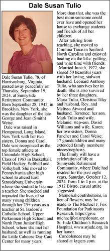 Dale Susan Tulio | Obituaries | dnronline.com