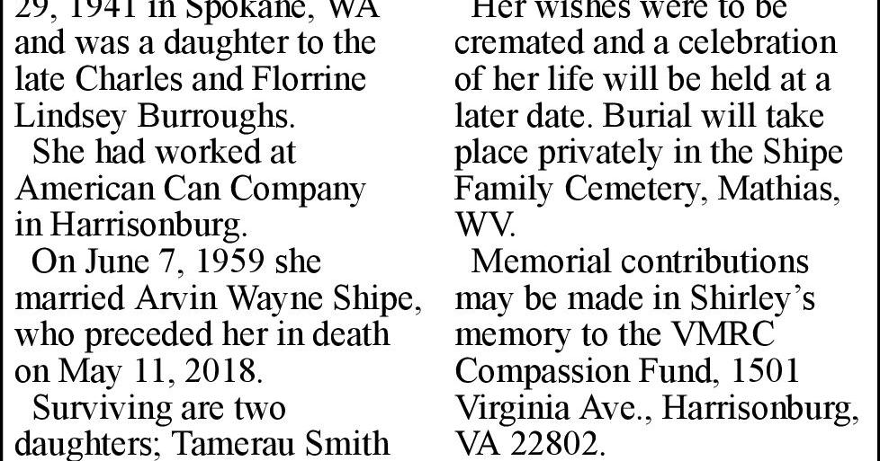Shirley Dee Shipe | Obituaries | dnronline.com