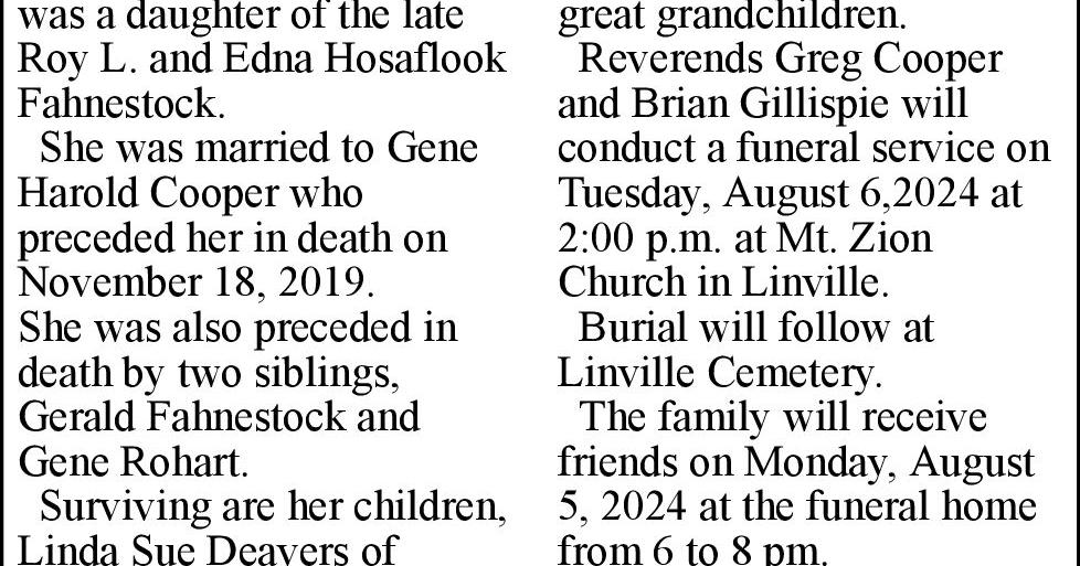 Greta Fahnestock Cooper, | Obituaries | dnronline.com