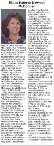 Elaine Kathryn Newman McDorman | Obituaries | dnronline.com