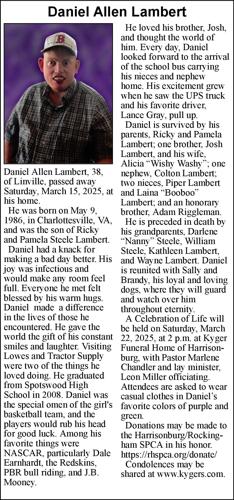 Daniel Allen Lambert | Obituaries | dnronline.com