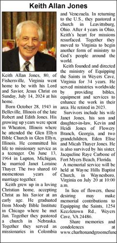 Keith Allan Jones | Obituaries | dnronline.com