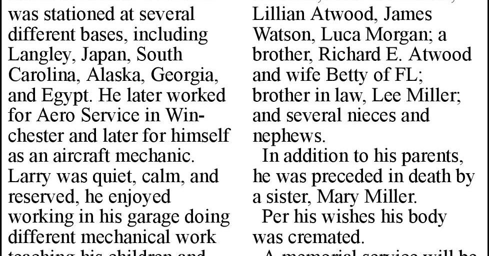 Arthur “Larry” Lawrence Atwood II | Obituaries | dnronline.com