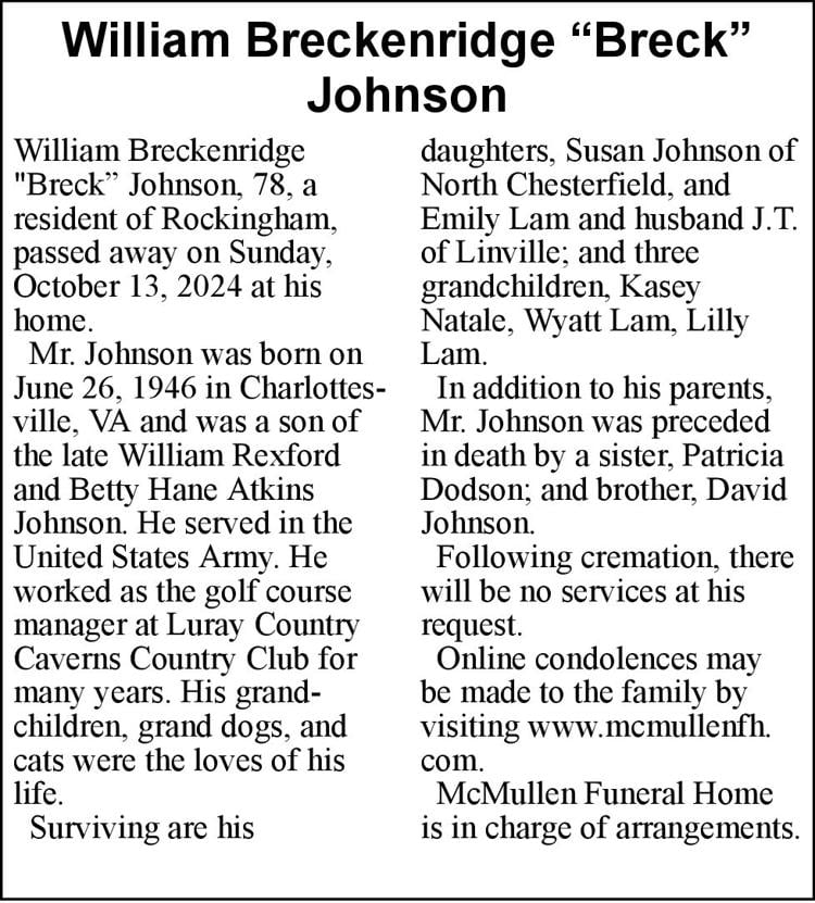William Breckenridge “Breck” Johnson | Obituaries | dnronline.com