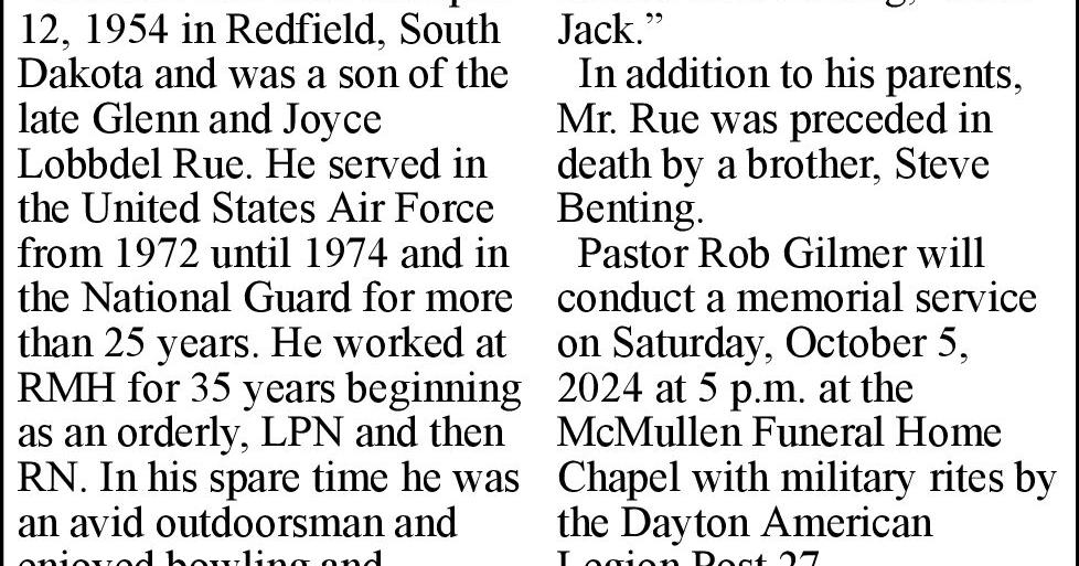 Randy Glenn Rue | Obituaries | dnronline.com