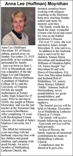 Anna Lee (Huffman) Moynihan | Obituaries | dnronline.com