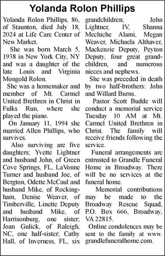 Yolanda Rolon Phillips | Obituaries | dnronline.com